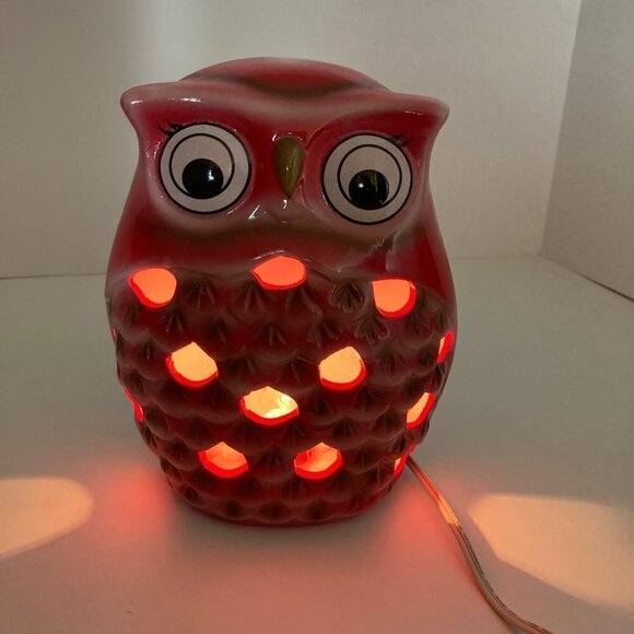 Other | Vintage Ceramic Owl Lamp Red 7 X 9 | Poshmark